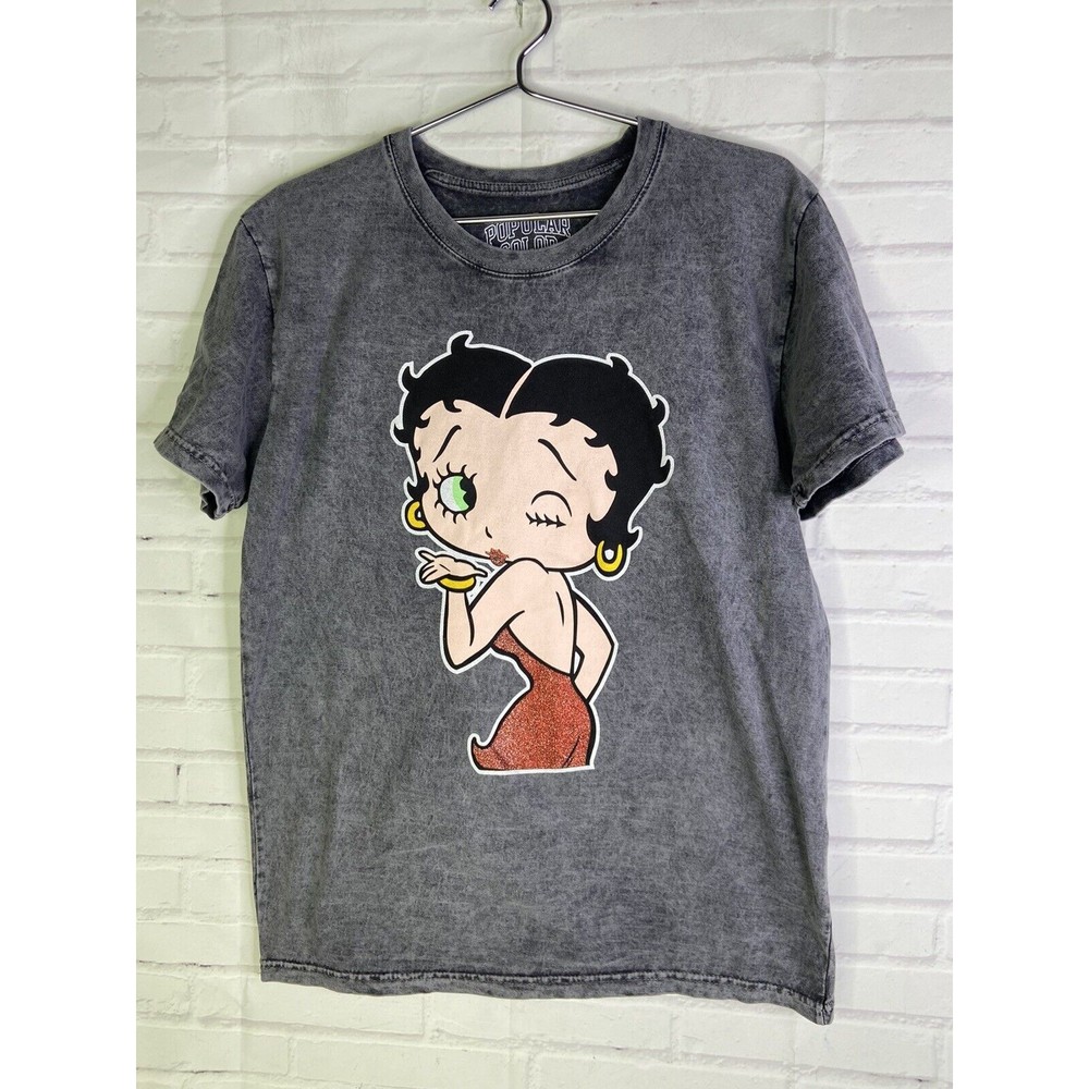 Betty Boop Comic Cartoon Glitter Logo Graphic Print S… - Gem